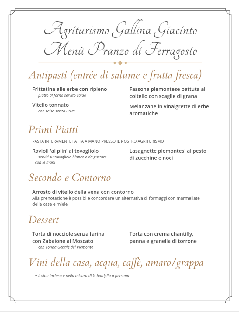 Pranzo di Ferragosto 2025 all’Eno Agriturismo Gallina Giacinto! - Eno ...
